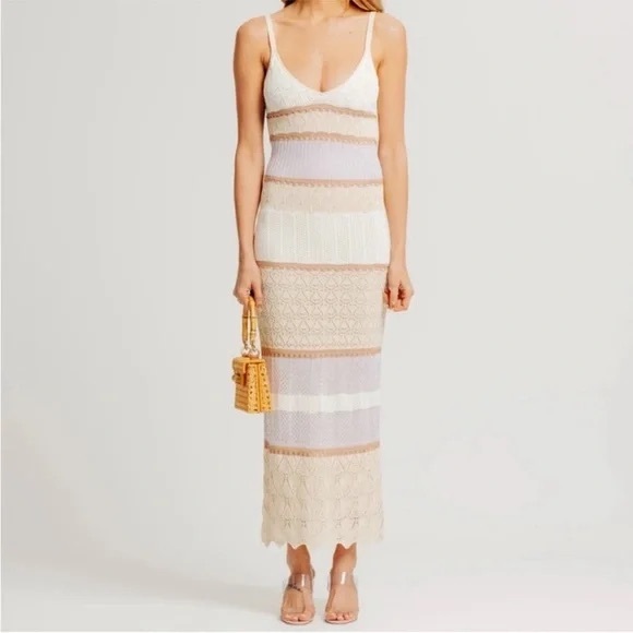 Torn by Ronny Kobo | Dresses | Torn By Ronny Kobo Cream And Tan Crochet ...
